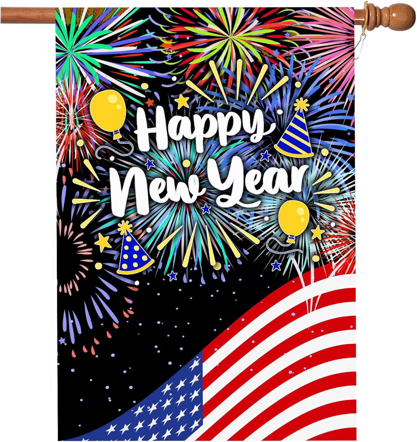 Amazon.com : New Years Flag, Happy New Year Garden Flag 28 x 40 Inch ...