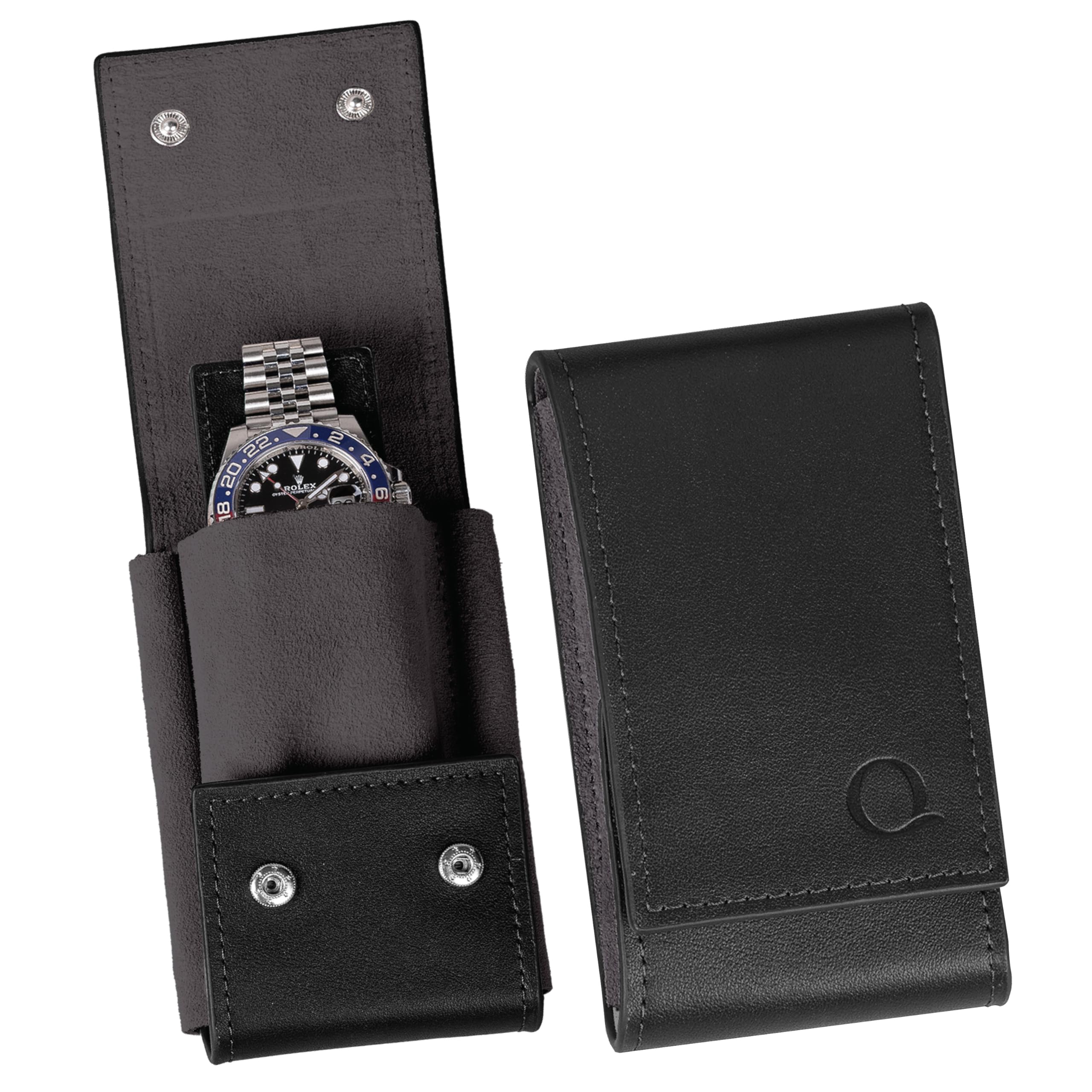QWATCHBANDS Watch Travel Case Pouch - Genuine Leather Watch Pouches for ...