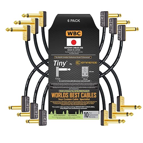 Worlds Best Cables 6 Units 12 Inch Pedal Effects Patch Instrument Cable Custom Made Using