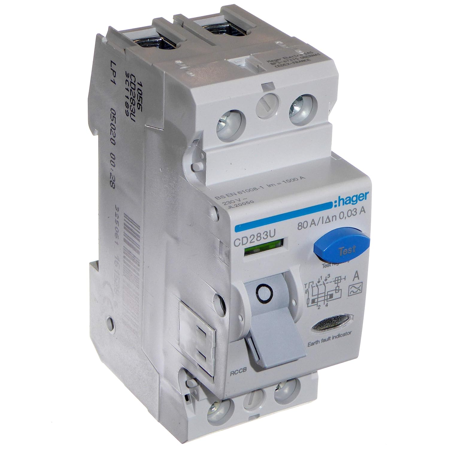 Hager CD283U 80A 30mA A-Type RCD RCCB – Double Pole – AC and DC ...