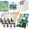 Amazon.com: Art Paint Set for Kids, Painting Supplies Kit with 5 Canvas ...