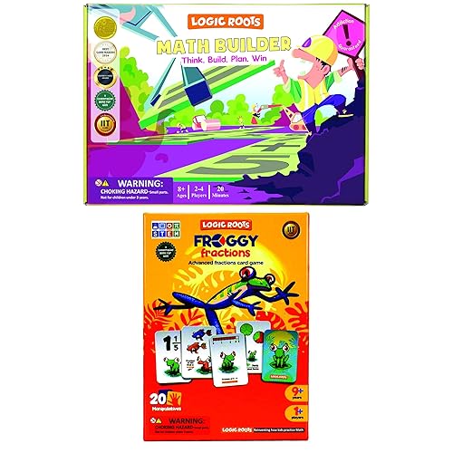 Logic Roots 2 Math Manipulatives - 124 Number Tiles, 25 Fraction Tiles & 72 Fraction Cards ...