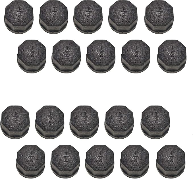 GPOWER 1/2 Inch Black Pipe Caps, Malleable Cast Iron Pipe Cap Fittings ...