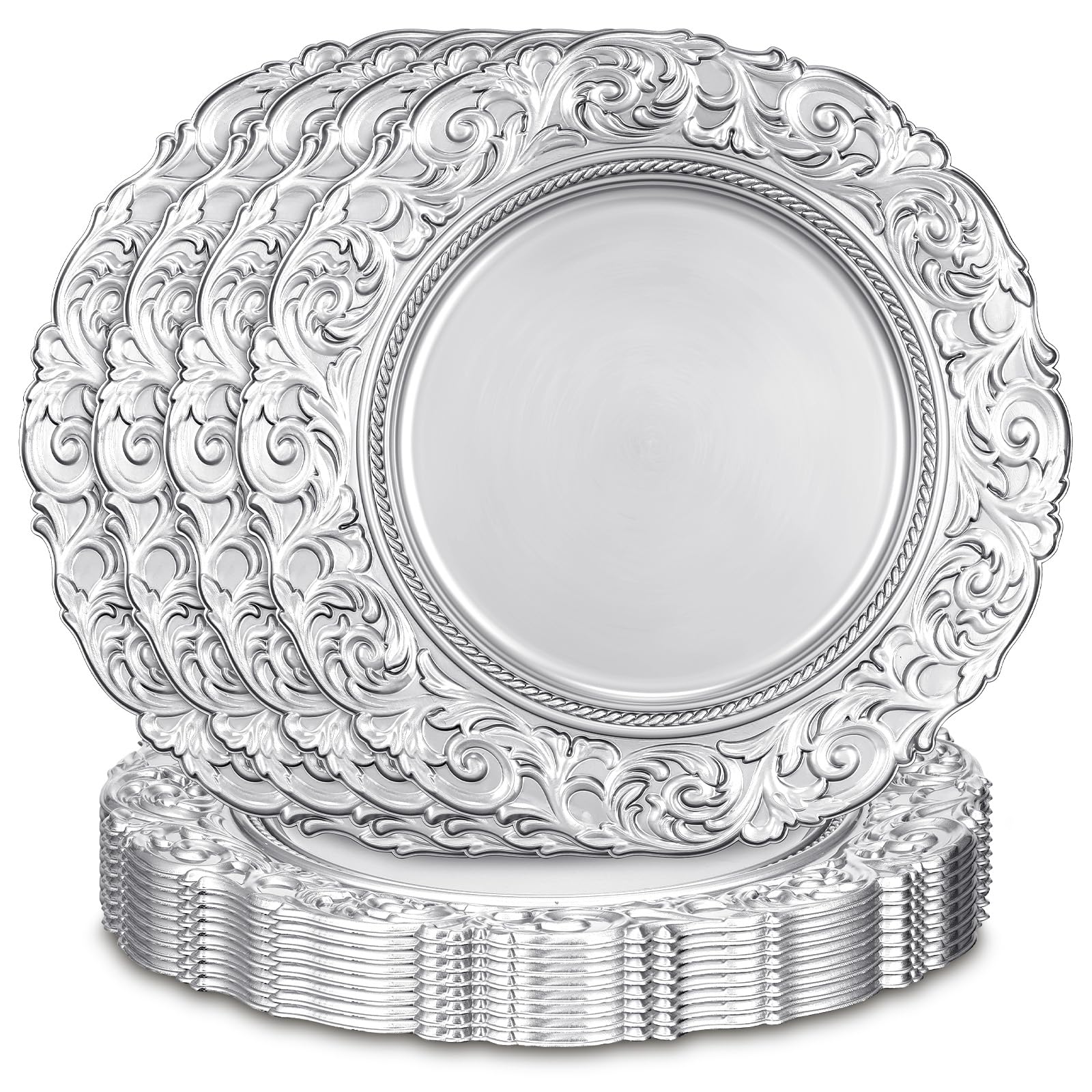 Yinder Set of 12 Antique Charger Plates 13 Inch Plastic Vintage Plate ...