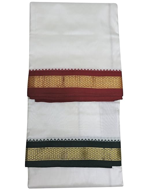 Kaushika 100% pure silk traditional Dhoti and Shalya of Ganga Jamuna ...
