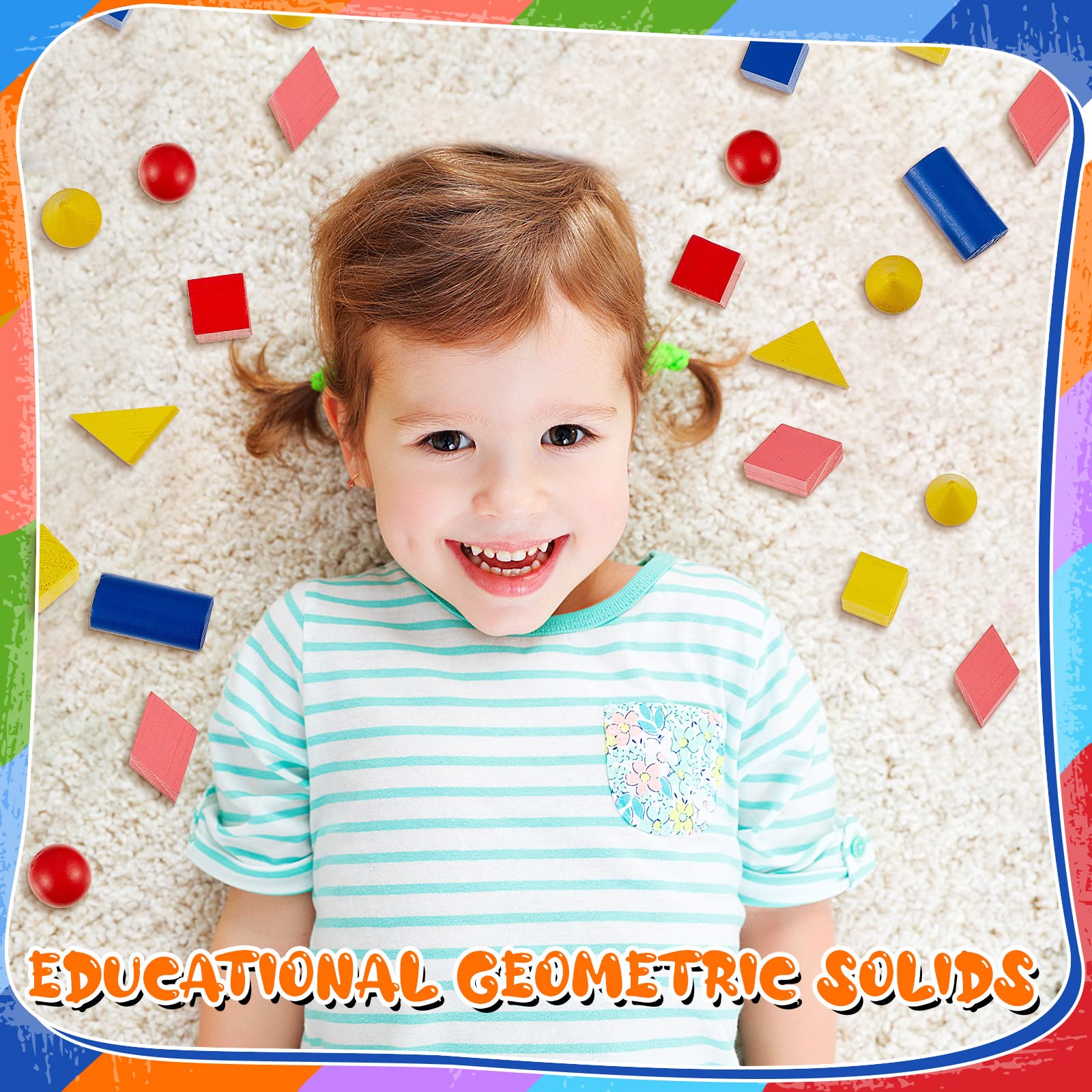 Mua Hiboom 280 Pcs 3D Shapes Geometric Solid for Teaching Wood Mini Geometric Shapes Colorful ...