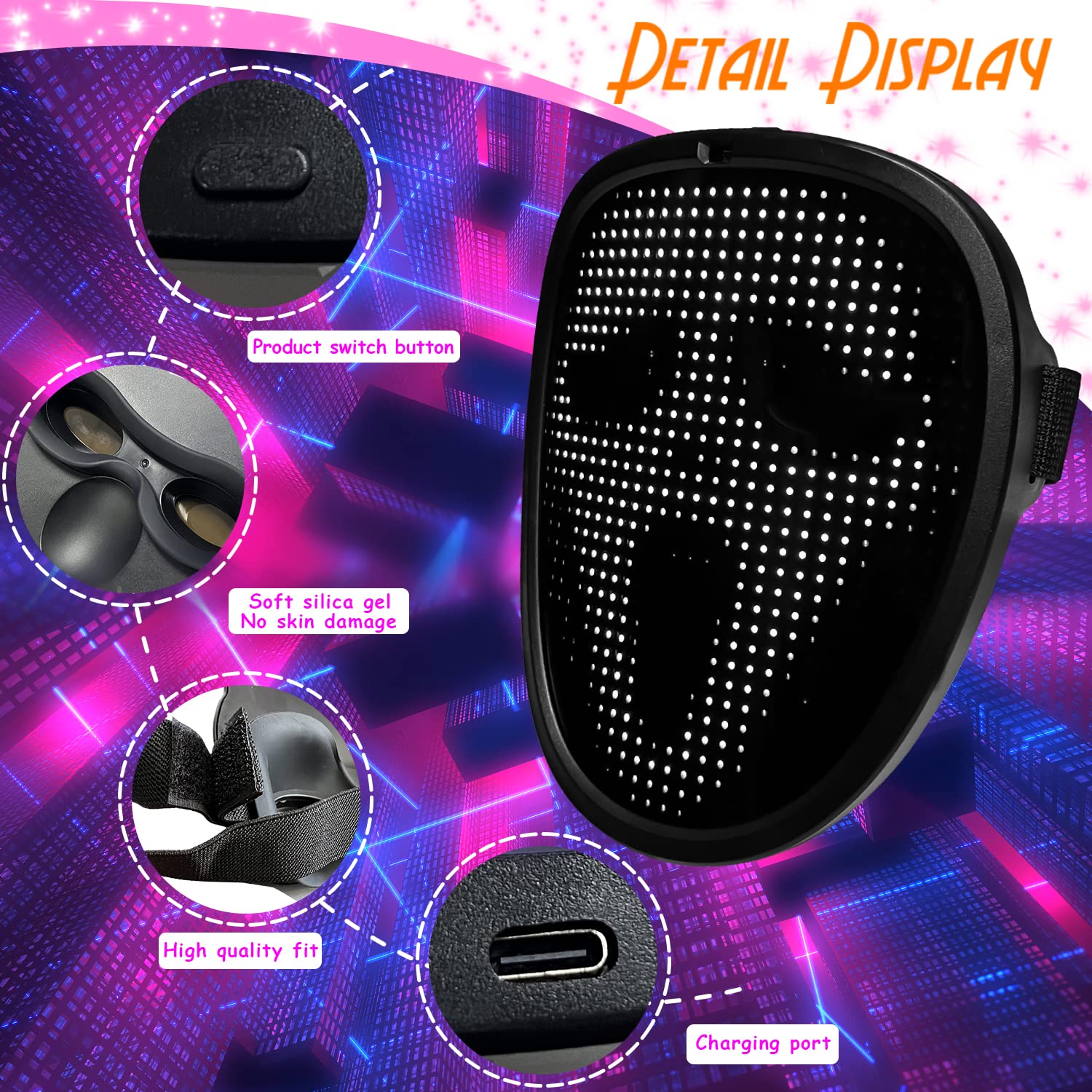 Mua Led Mask with Gesture Sensing,Light up mask for Kids/Men/Women LED ...