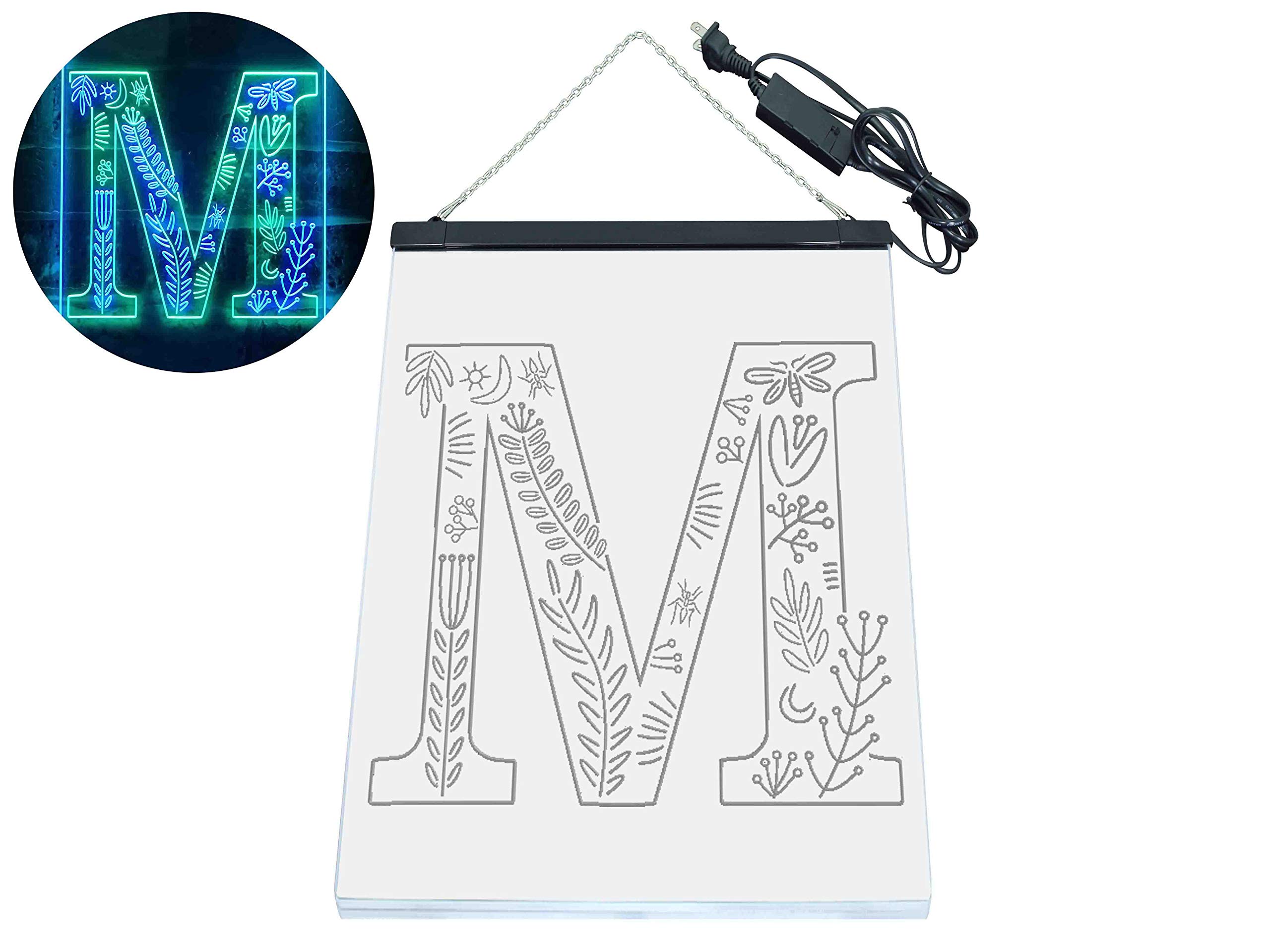 ADVPRO Letter M Initial Monogram Family Name Dual Color LED Neon Sign ...