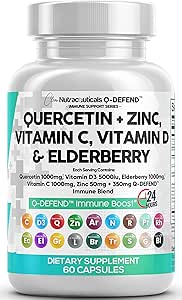 Amazon.com: Quercetin 1000mg Zinc 50mg Vitamin C 1000mg Vitamin D 5000 IU Bromelain Elderberry ...