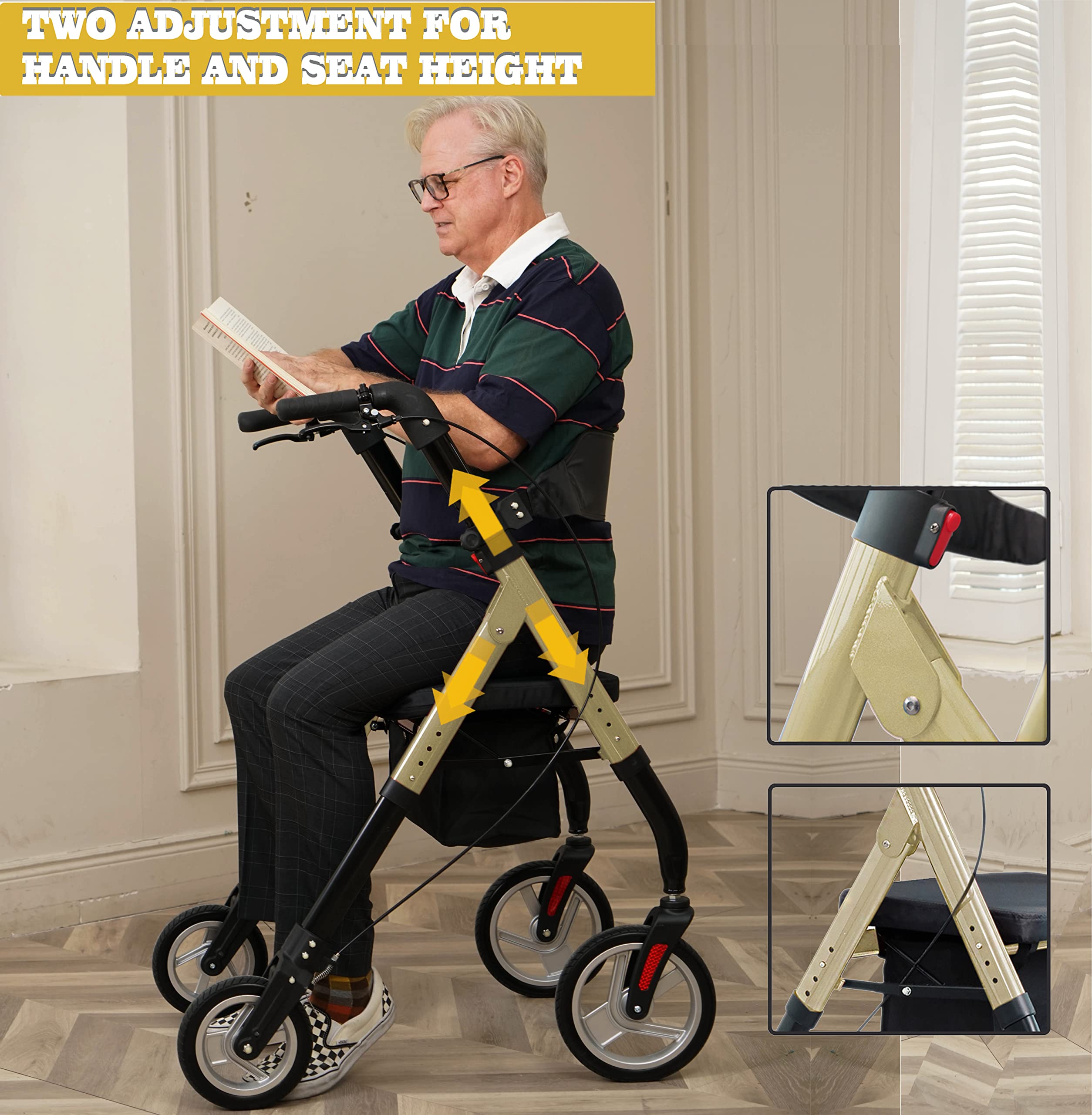 Mua WINLOVE Heavy Duty Rollator Walker for Seniors, Super Easy Folding ...