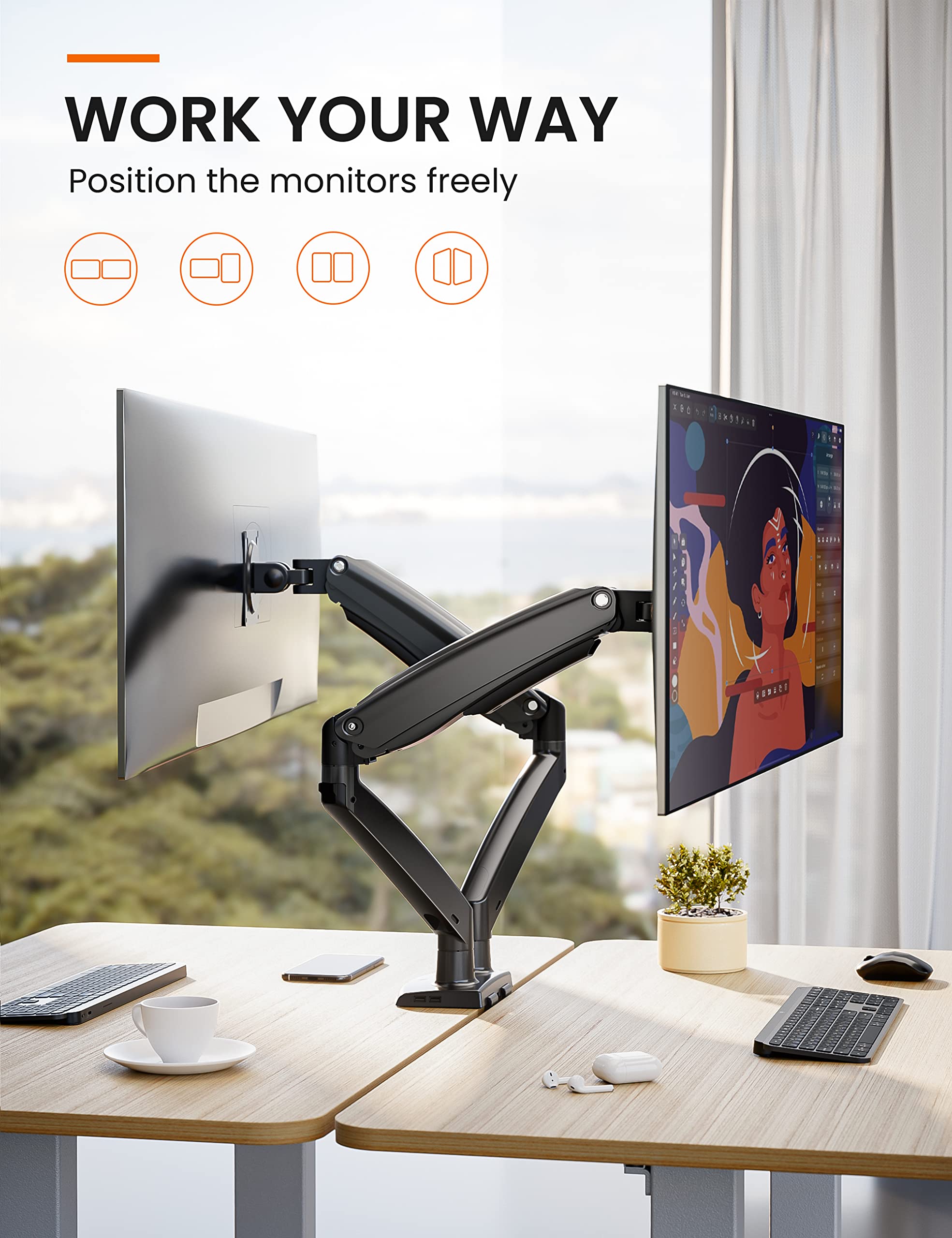 Mua Dual Monitor Mount for Ultrawide Screens up to 35 inches and 26 ...