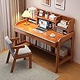 Amazon.com: Solid Wood Writing Desk, Mid-Century Modern Computer Desk ...