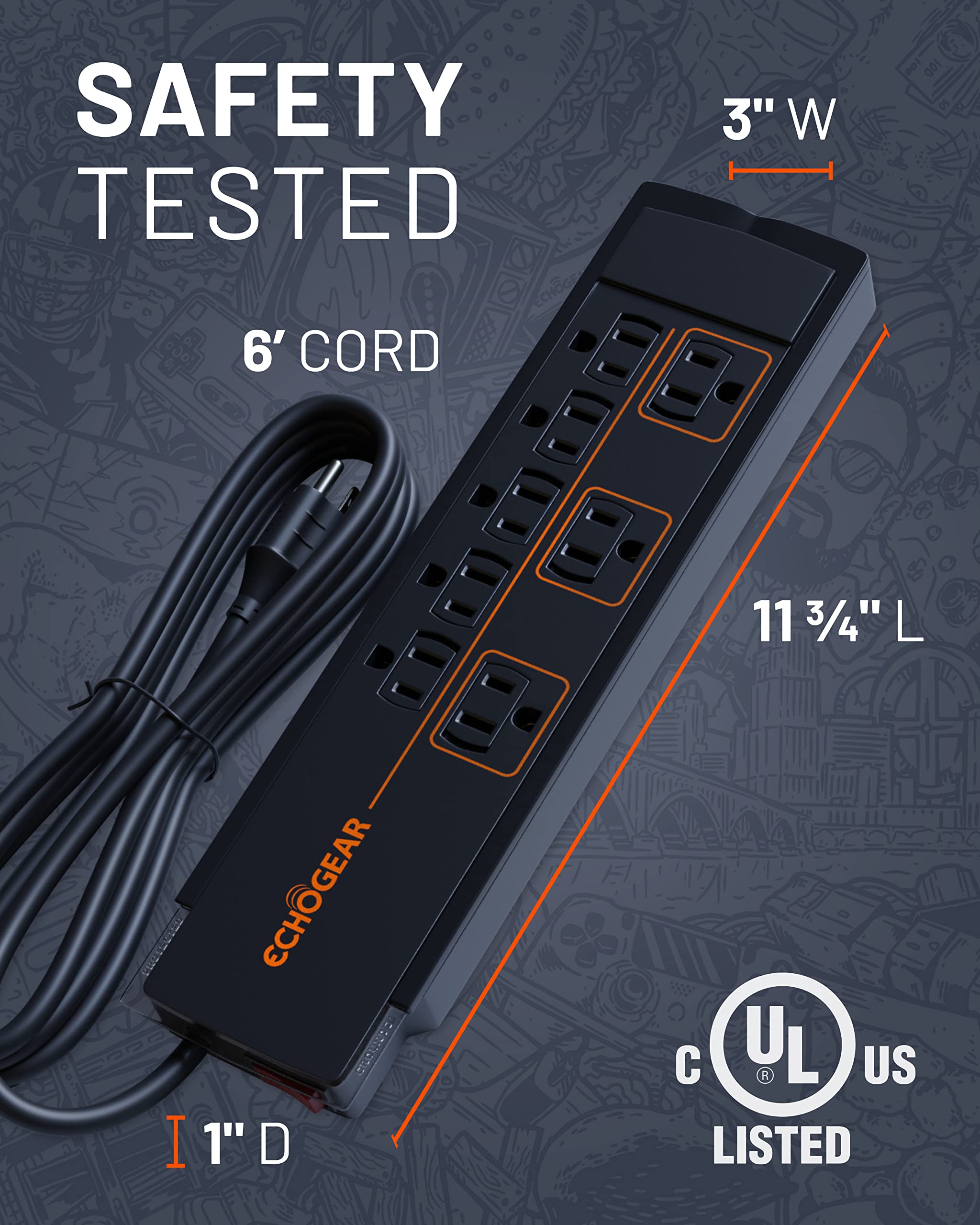 Mua ECHOGEAR ShockBlocker 8 Outlet Surge Protector Power Strip - Slim ...
