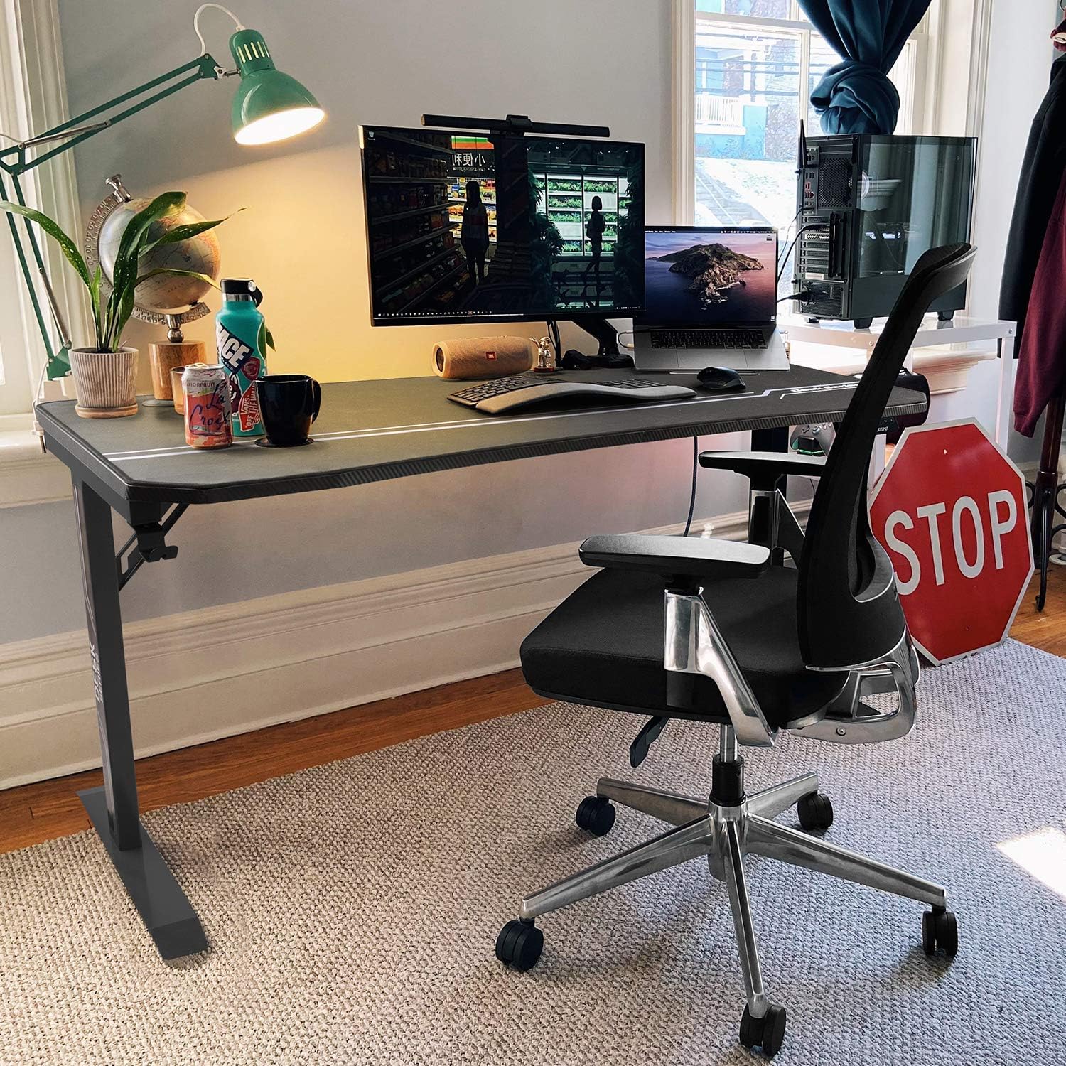 Furmax Gaming Desk T-Shaped 140 cm Office Computer Desk Large PC Gamer ...