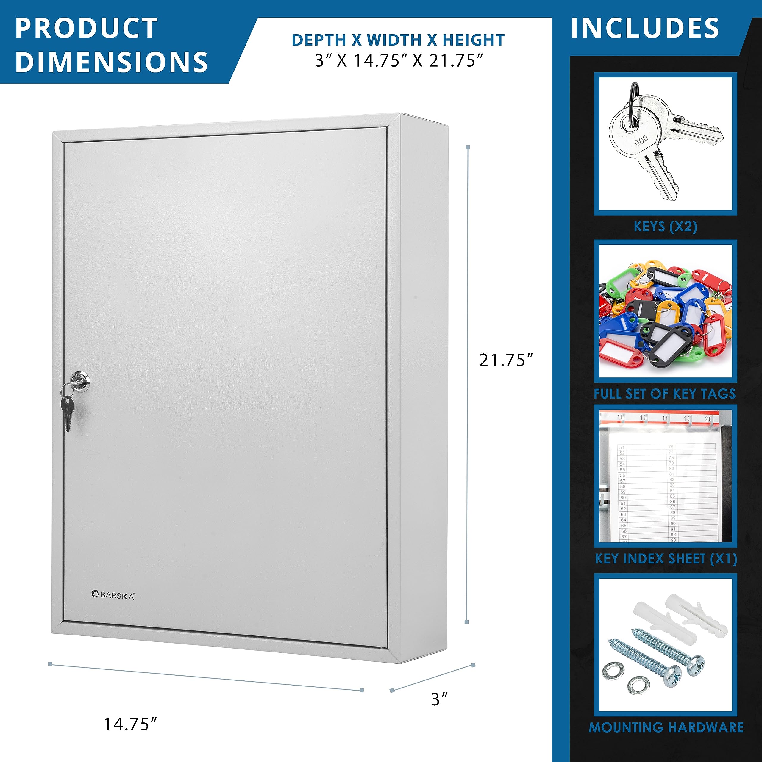 Mua Barska Adjustable Key Cabinet Lock Box with Colorful Key Tag Labels ...