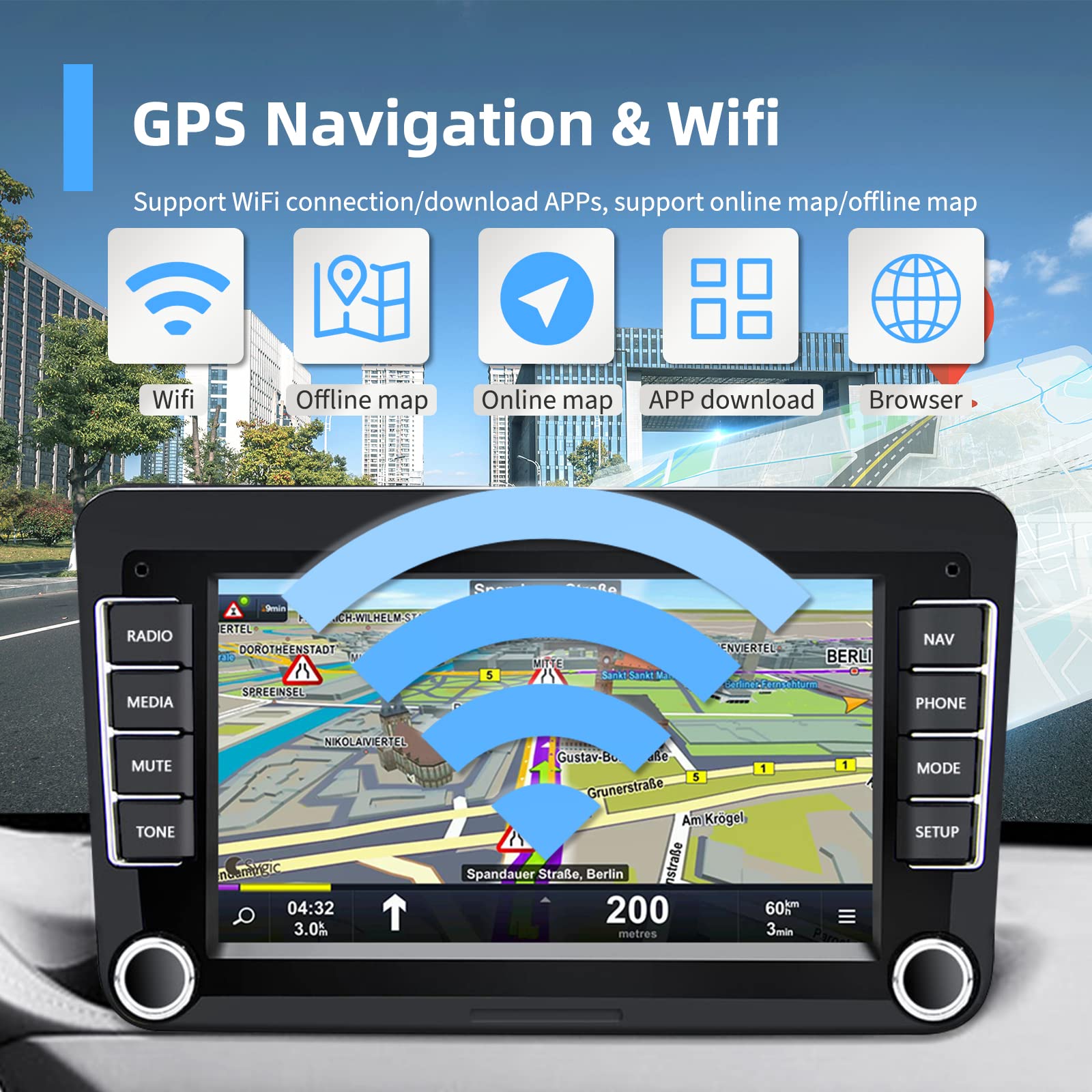 Mua Android Car Stereo for VW Polo Golf Caddy T5 Tiguan Skoda Seat, 7 ...