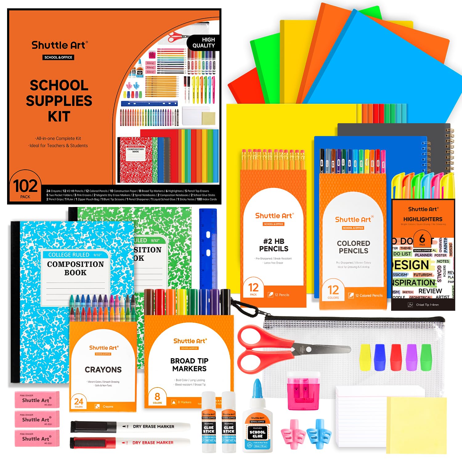 Mua Shuttle Art 102 PCS Back to School Supplies Kit, School Supply Box for Grades K-5, School ...