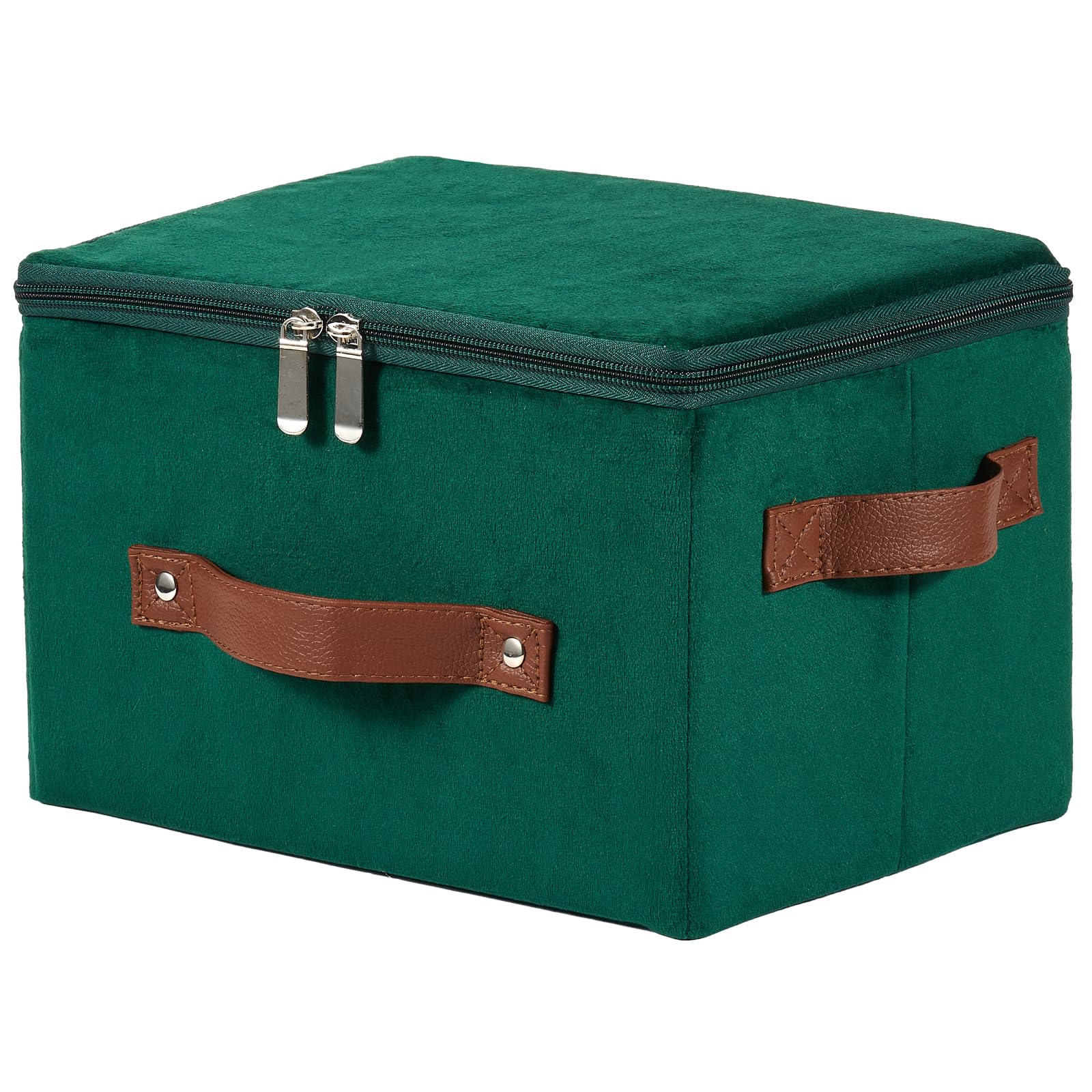 VinneGenzz Storage Bins with Zipper Lid Velvet Fabric Storage Boxes ...