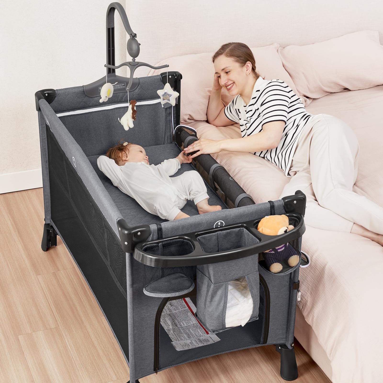 ANGELBLISS 5 in 1 Baby Bassinet, Bedside Crib & Playpen, Pack and Play ...