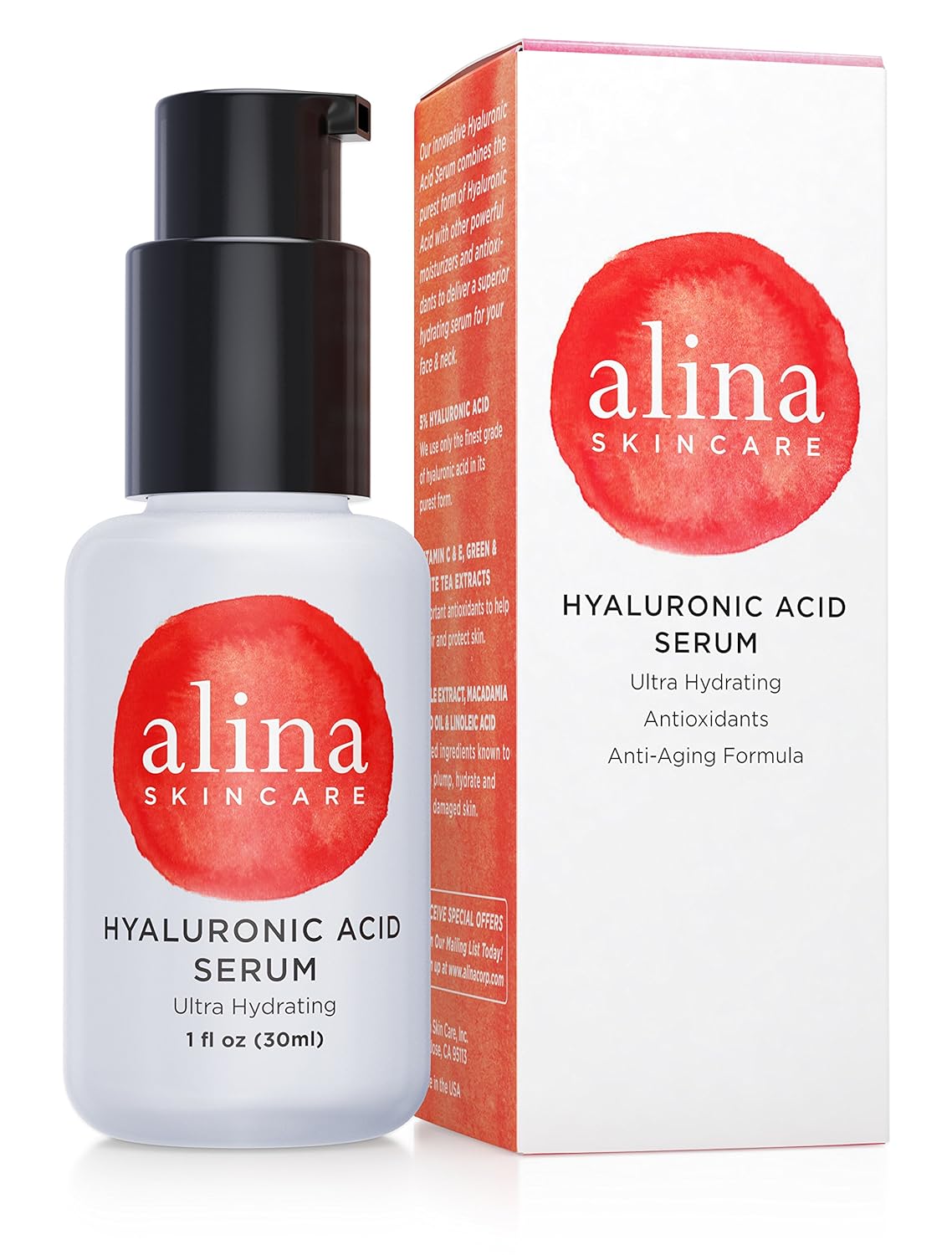 Amazon.com: Alina Skin Care Pure & Pristine Hyaluronic Acid Serum with ...
