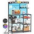 Amazon.com - Aheaplus Bakers Rack with Power Outlet and LED Light ...