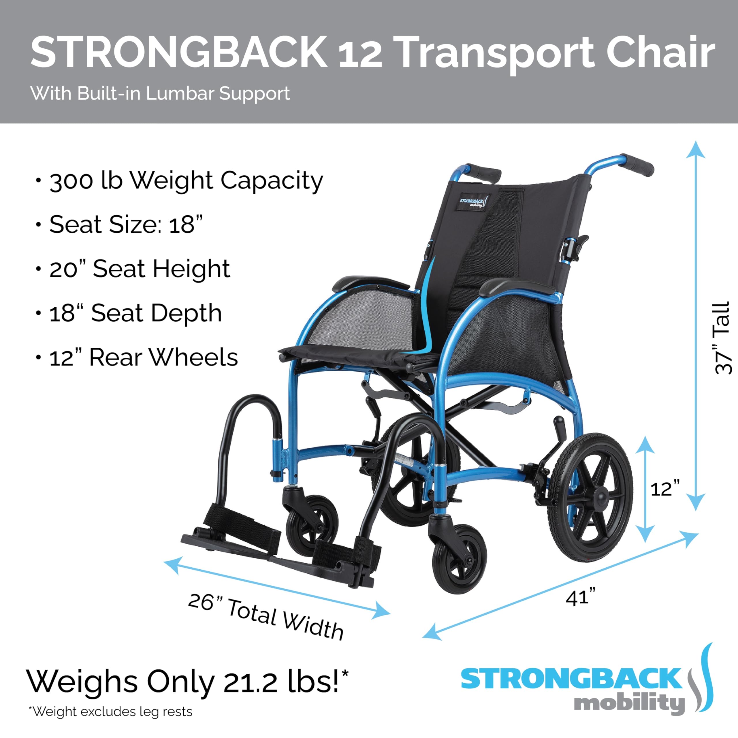 Mua Strongback Mobility Excursion 12 Lightweight Folding Wheelchair for ...