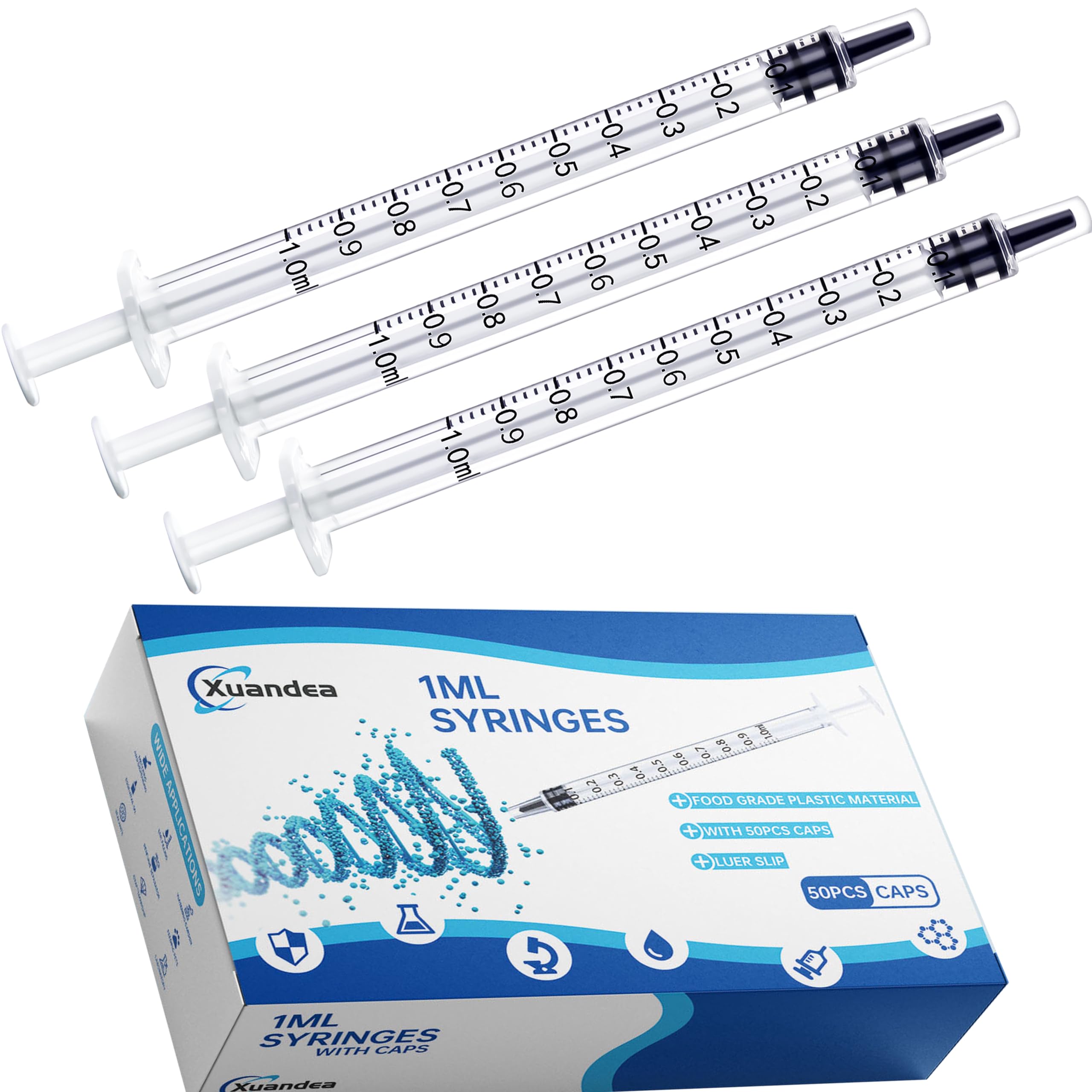 Xuandea 50Pack 1ml Syringes With Caps for Lab,Pet Feeding for sale ...