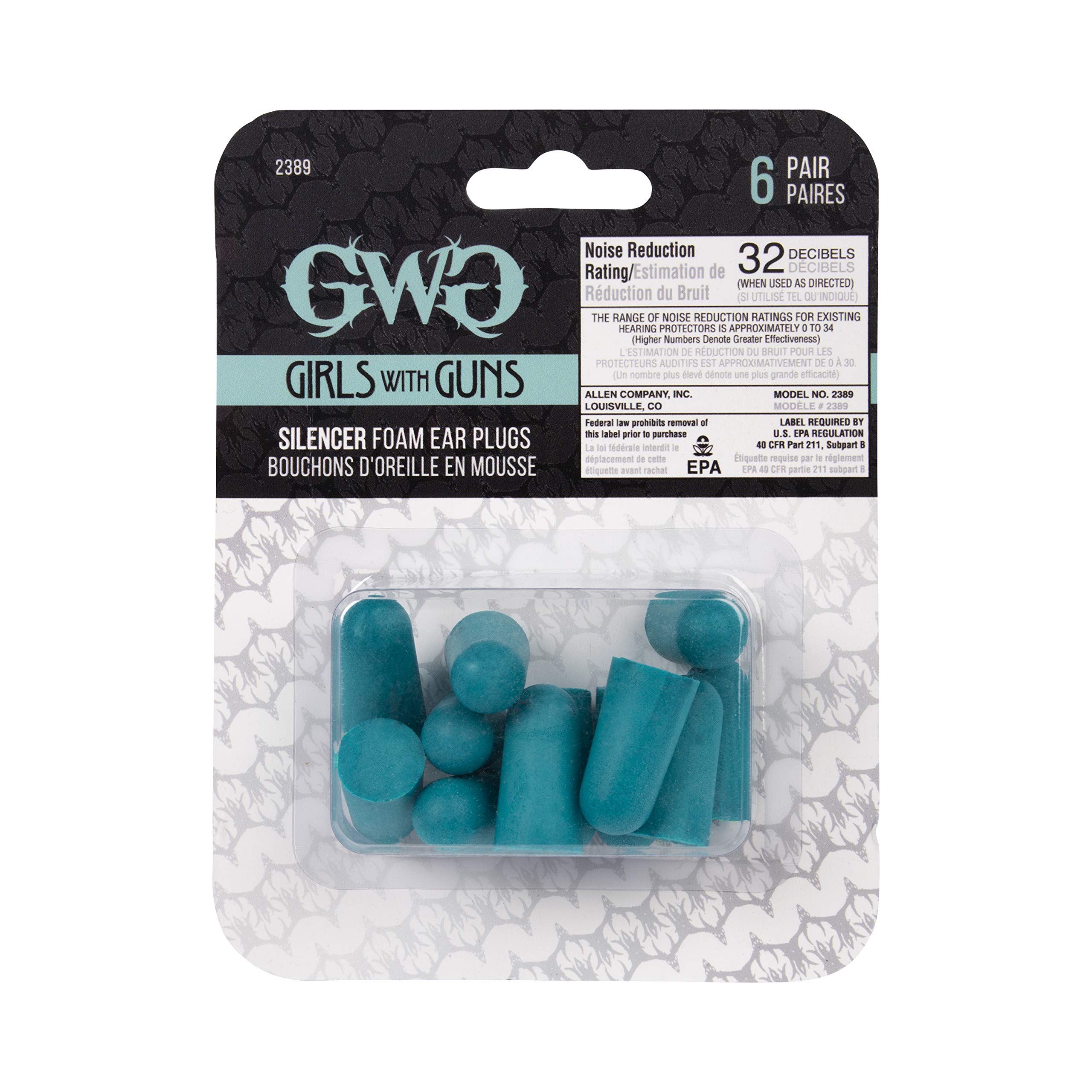 Allen Company Girls with Guns® Silencer Foam Earplugs, 32 dB NRR, ANSI ...