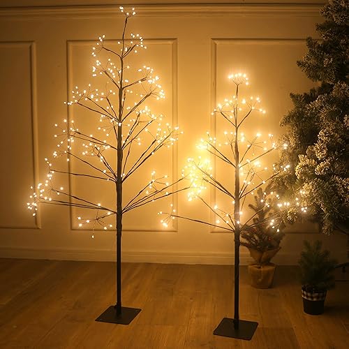 LUSHARBOR Lighted Tree 3FT 176 LED Lights Artificial Twig Tree, Warm ...