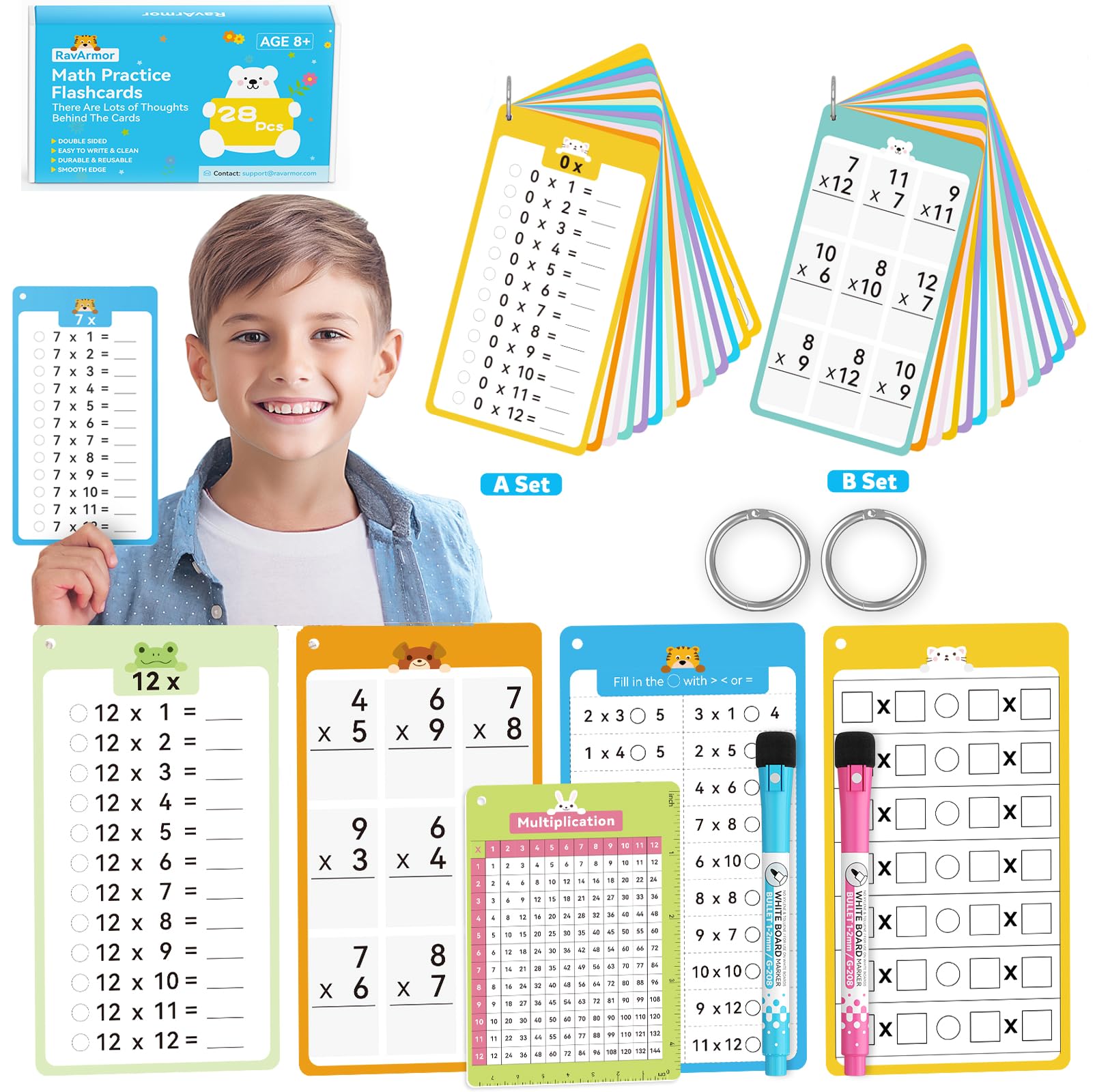Mua 28 Pcs Multiplication Flash Cards, 310 Math Problems from Easy to ...