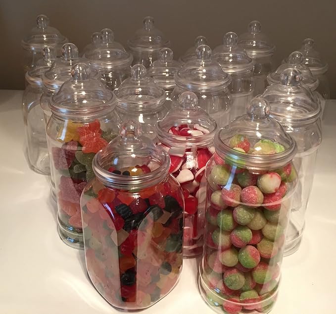 20 x Mixed 1L Plastic Victorian Sweet Jars for Candy Buffet, Wedding ...