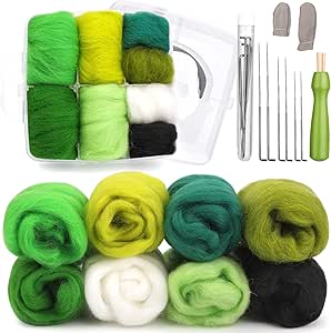 Amazon.com: Needle Felting Kit, 8 Colors Wool Roving, Needle Felting ...