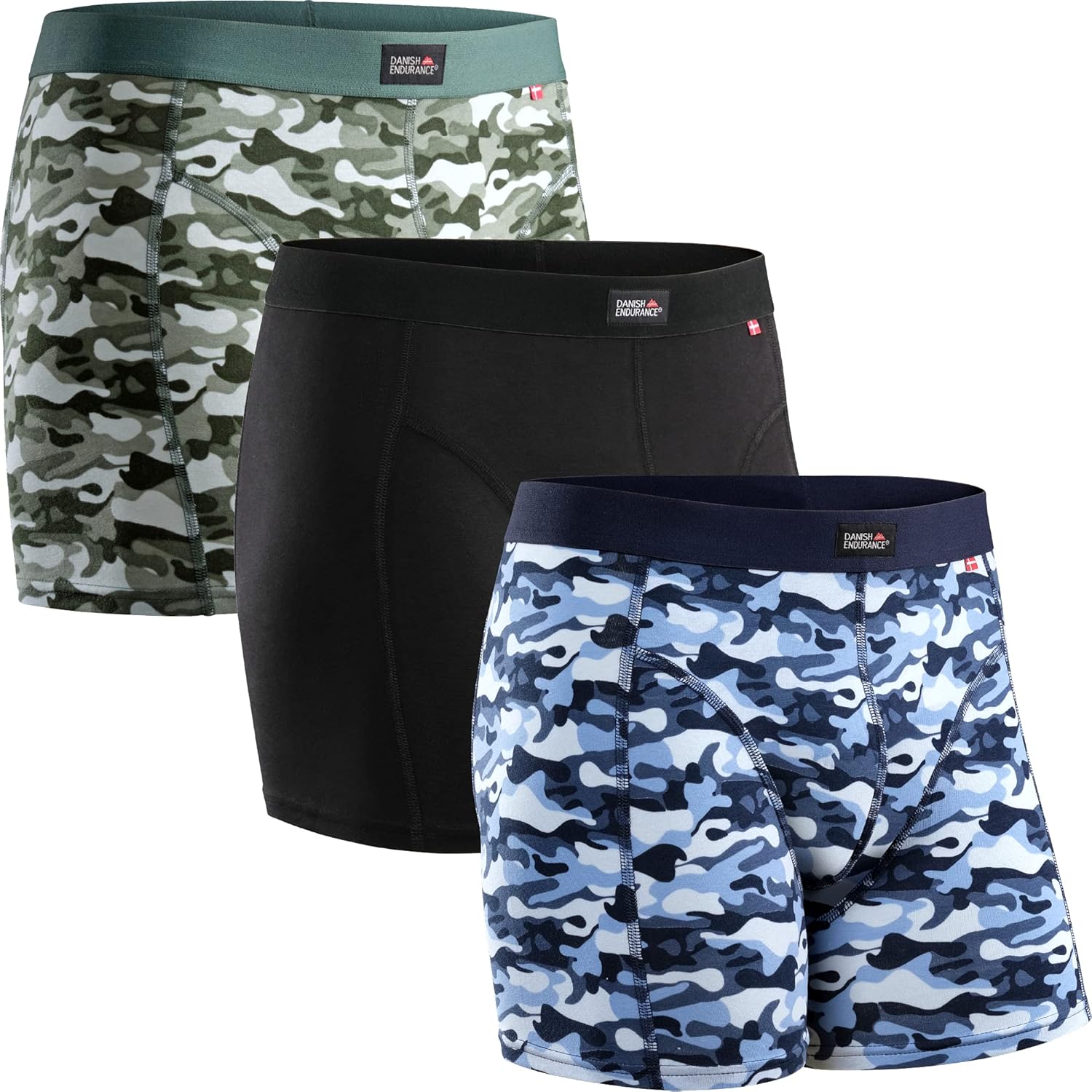 DANISH ENDURANCE Men's Cotton Trunks 3-Pack, Stretchy Soft Fitted Boxer ...