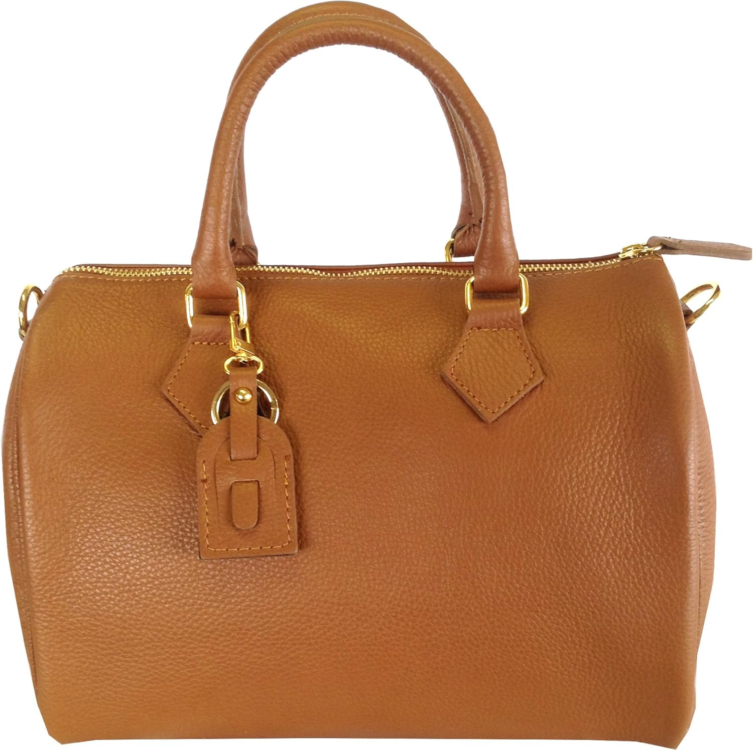 Cognac Italian Leather Barrel Handbag or Shoulder Bag: Amazon.co.uk ...