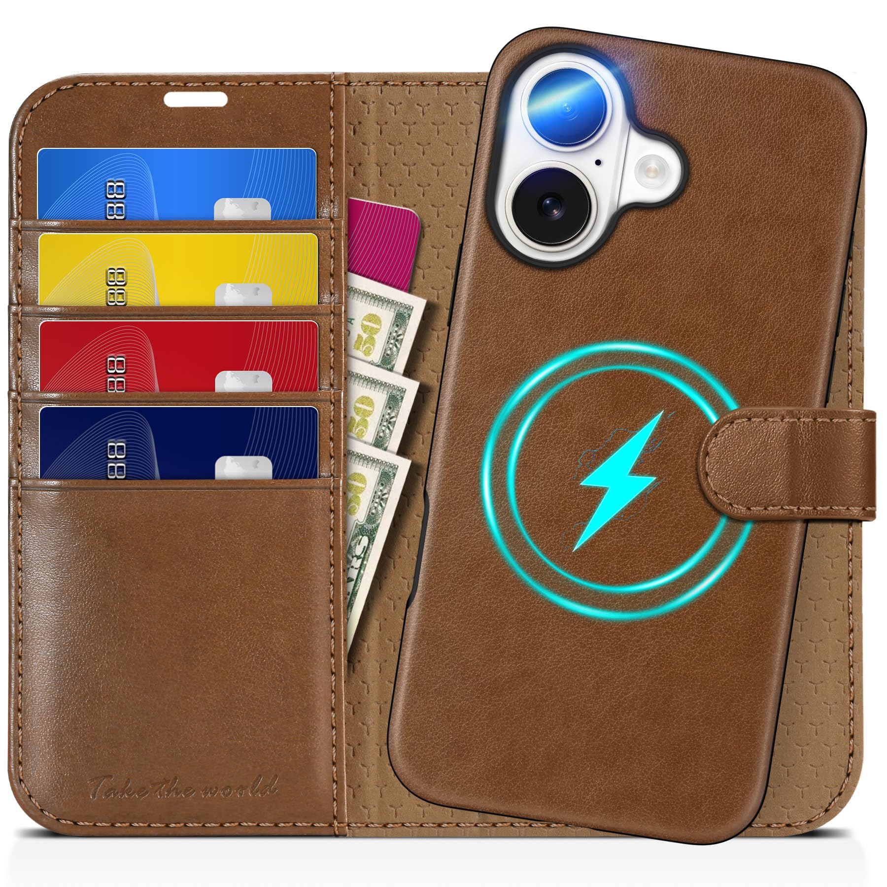 TUCCH Wallet Case for iPhone 16, [Removable] 2 in 1 [Wireless Charging ...