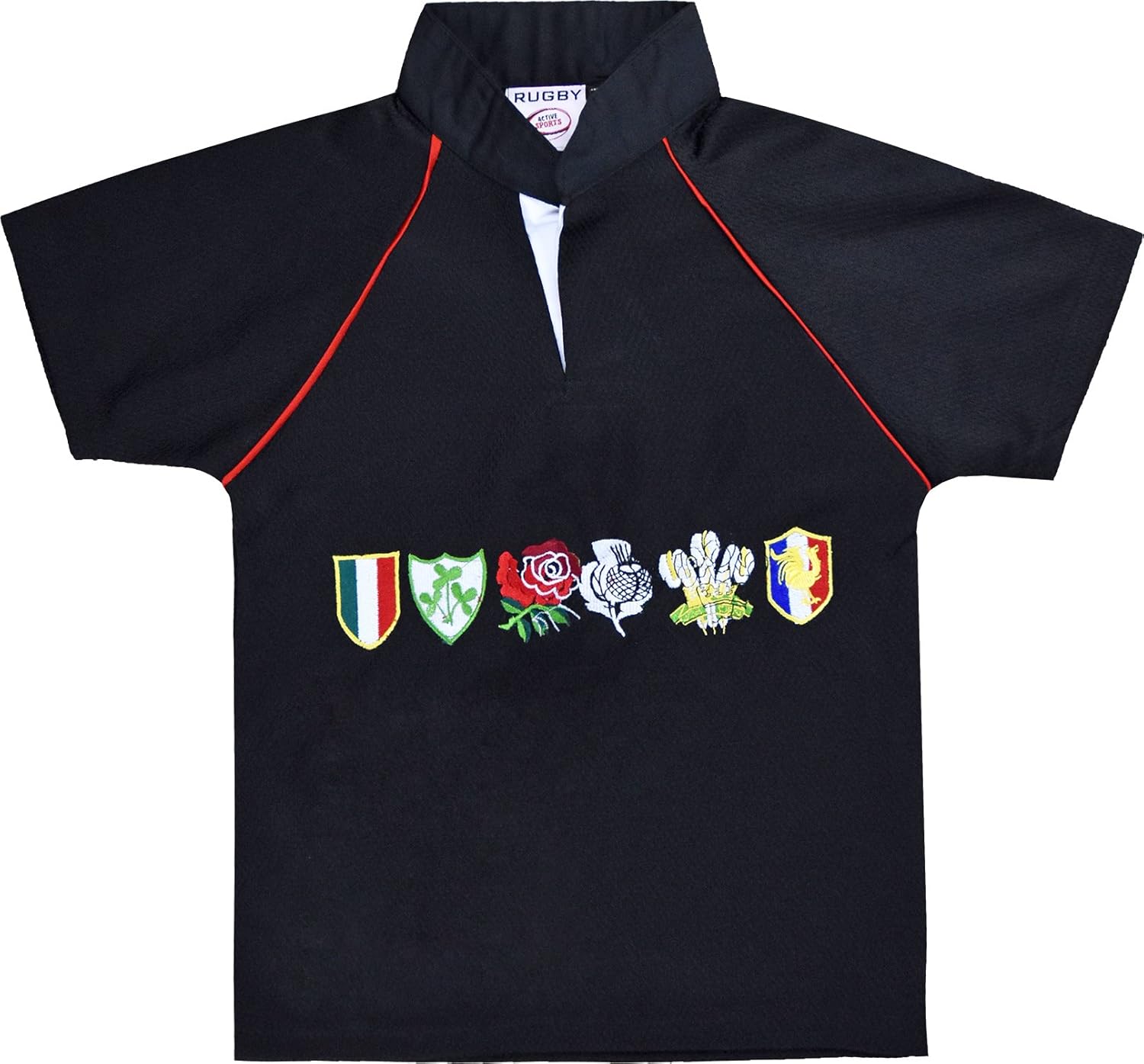 Activewear Children 6 Nation Rugby Shirts Size 3/4Y to 11/12 Year Black ...