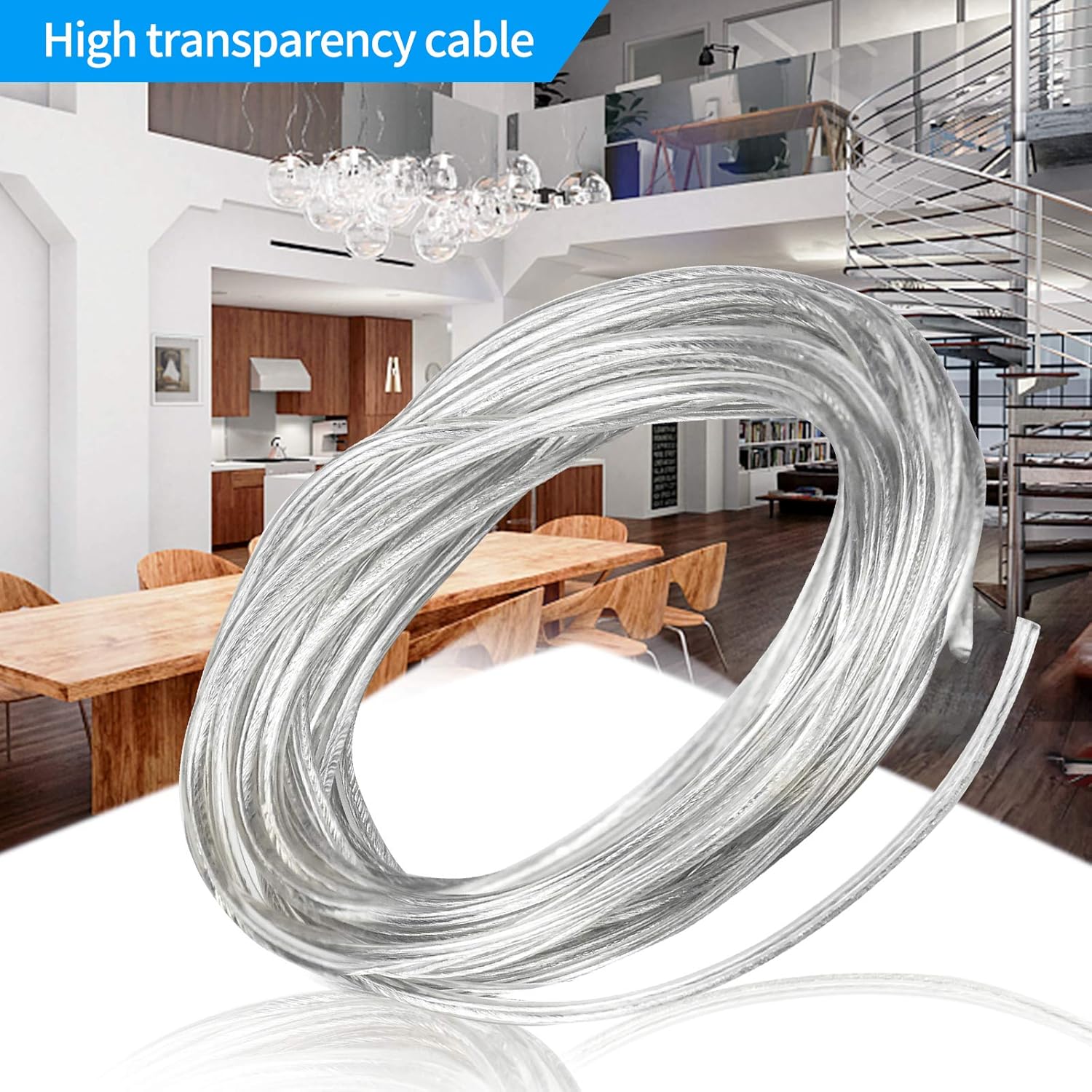 10 M 2 Cores Transparent Electrical Wire Flat 0.75 mm² Extension Cable ...