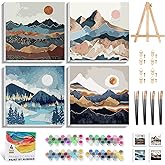Amazon.com: 4 Pack Framed Paint by Numbers Kit for Adults Beginners with Wooden Easel, DIY Easy ...