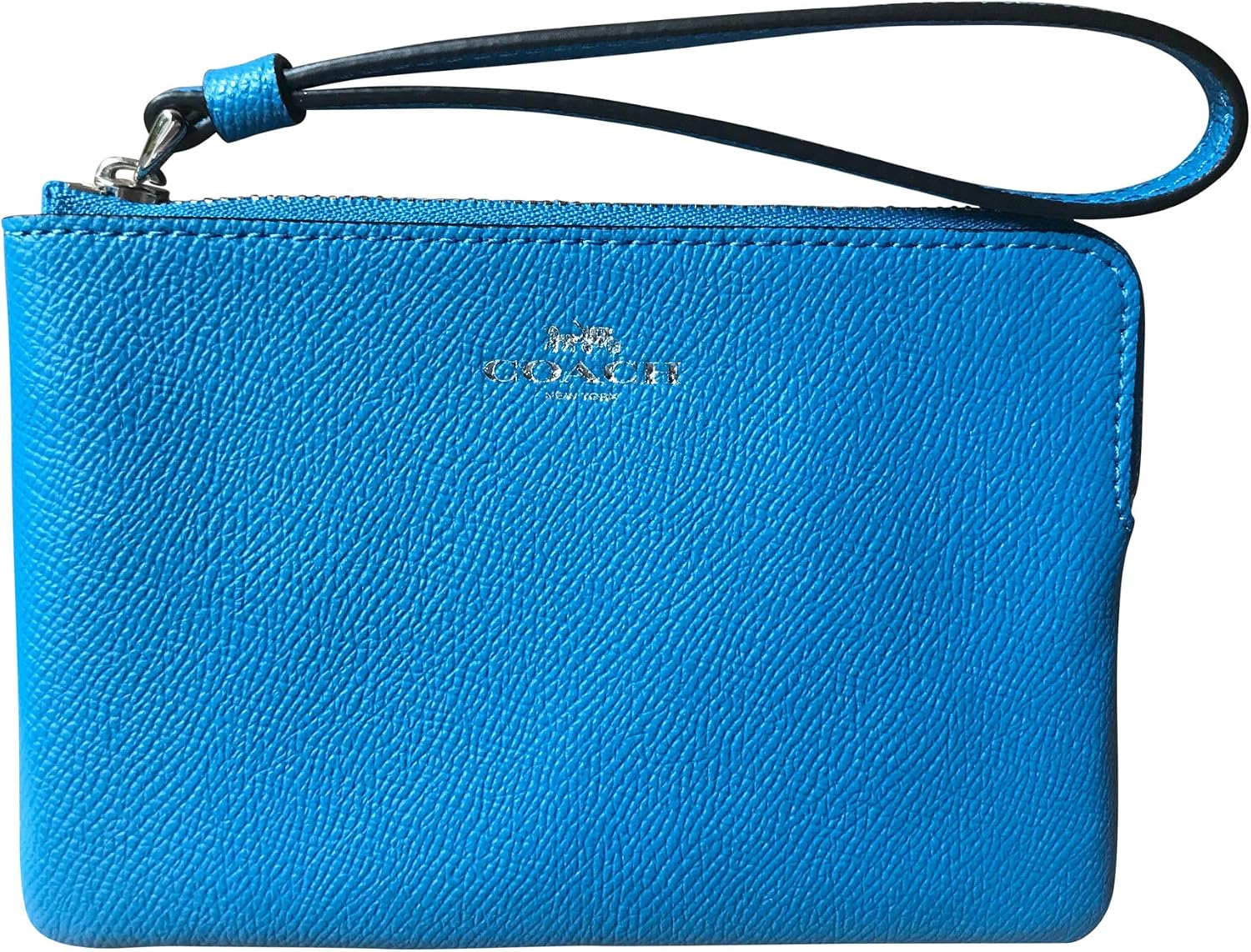Coach Crossgrain Leather Corner Zip Wristlet, Bright Blue: Handbags ...