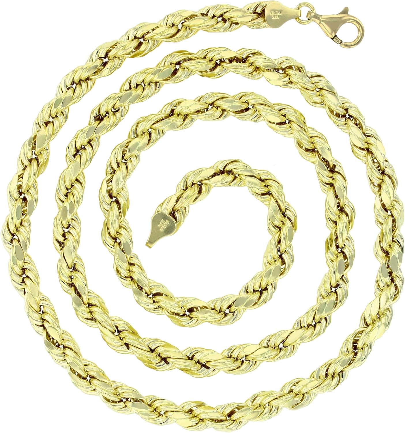 14K Italian Gold Chains 14K Yellow Gold Hollow 2mm-9mm Diamond Cut Rope ...