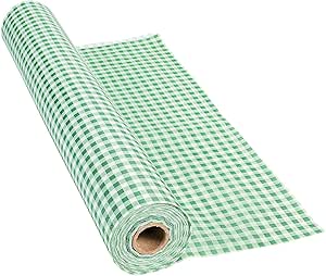 Amazon.com: Green Gingham Plastic Tablecloth Roll - Party Supplies ...