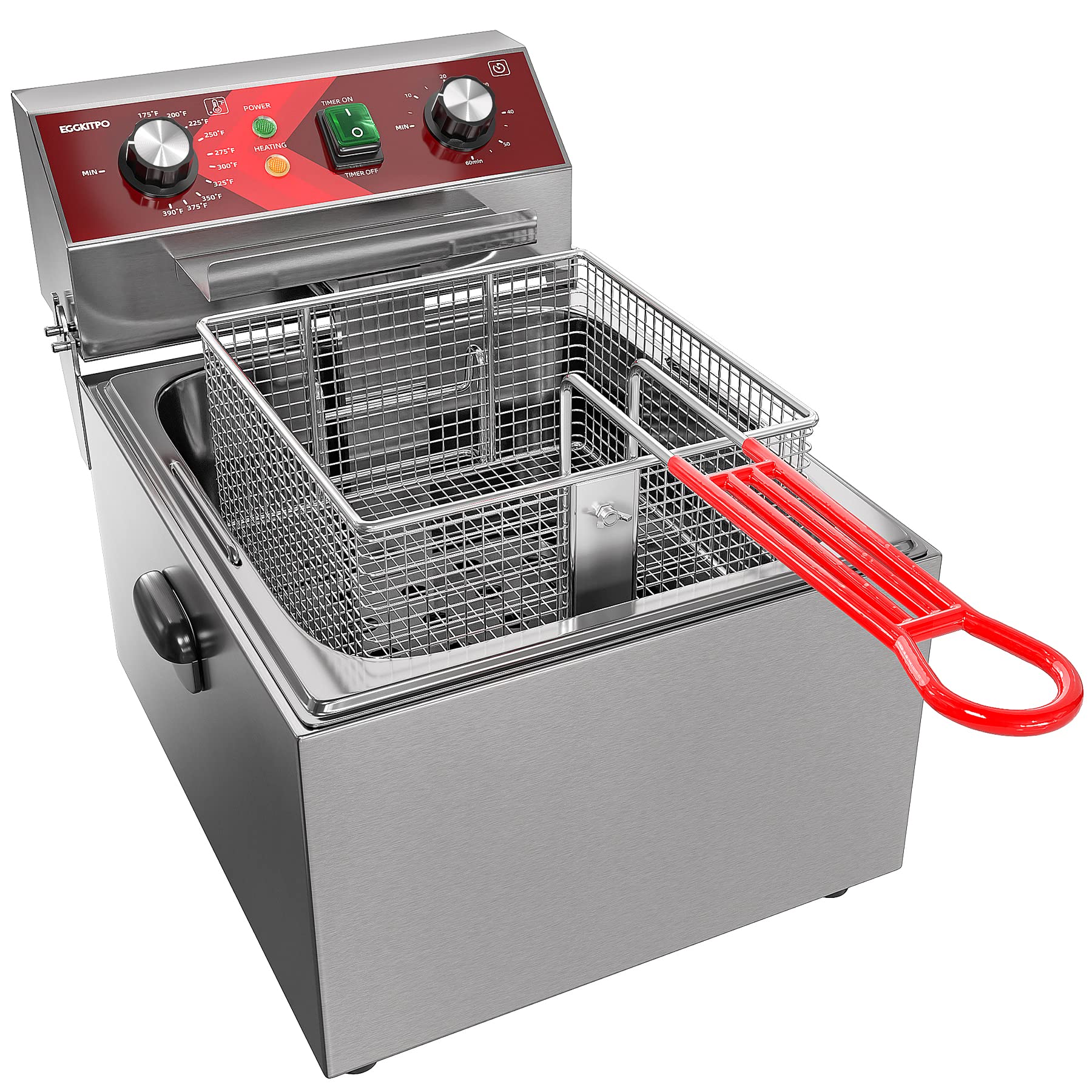 EGGKITPO Electric Deep fryer Single Tank Deep Fryer with Basket ...