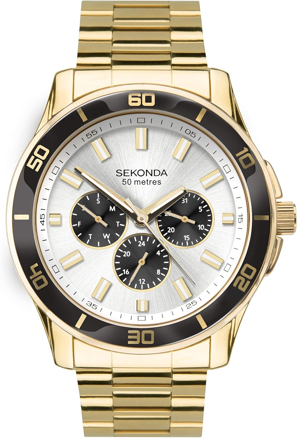 SEKONDA Mens Multi dial Quartz Watch with Stainless Steel Strap 1646 ...
