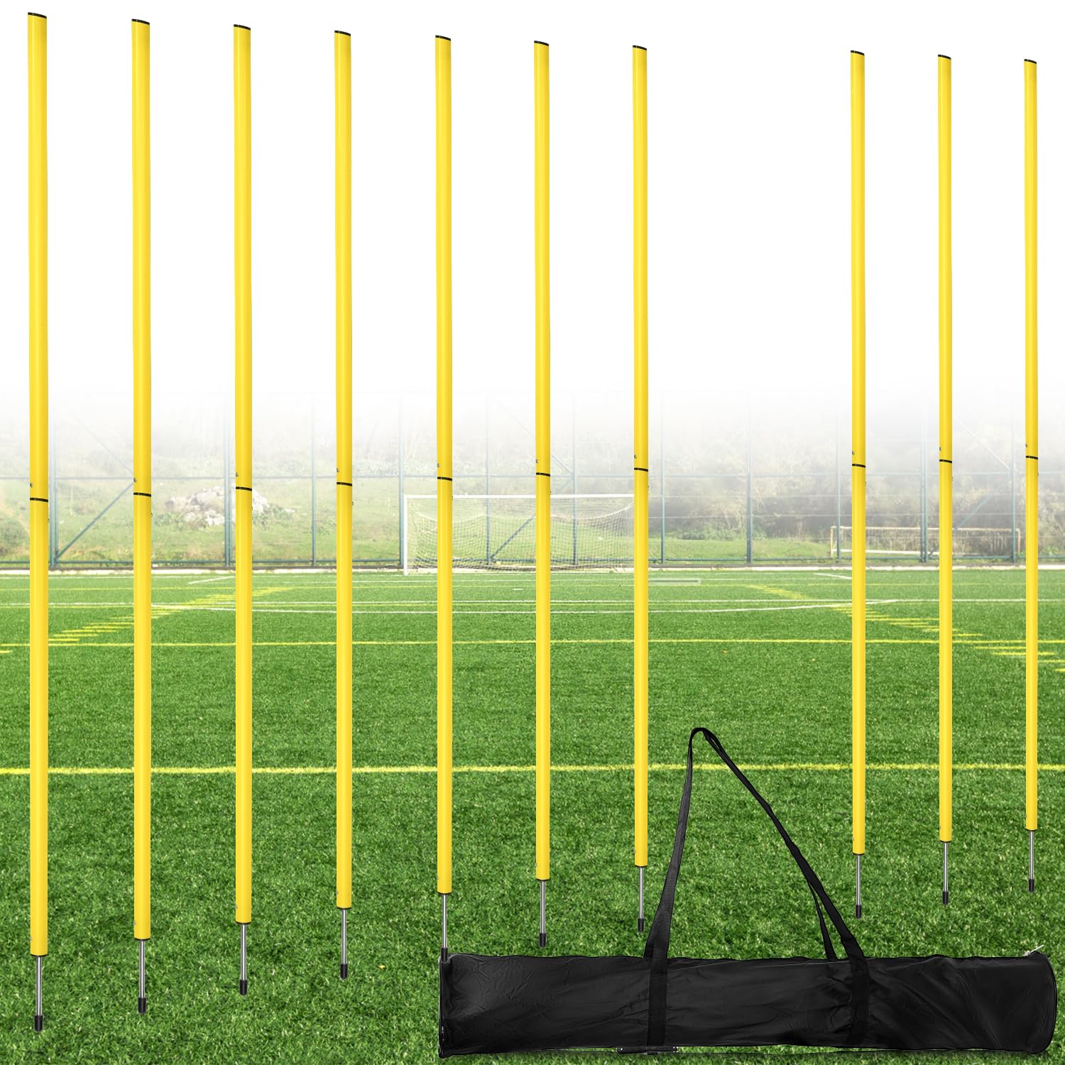 Diegimr 10pcs Training Agility Poles, 5ft Adjustable Soccer Training ...