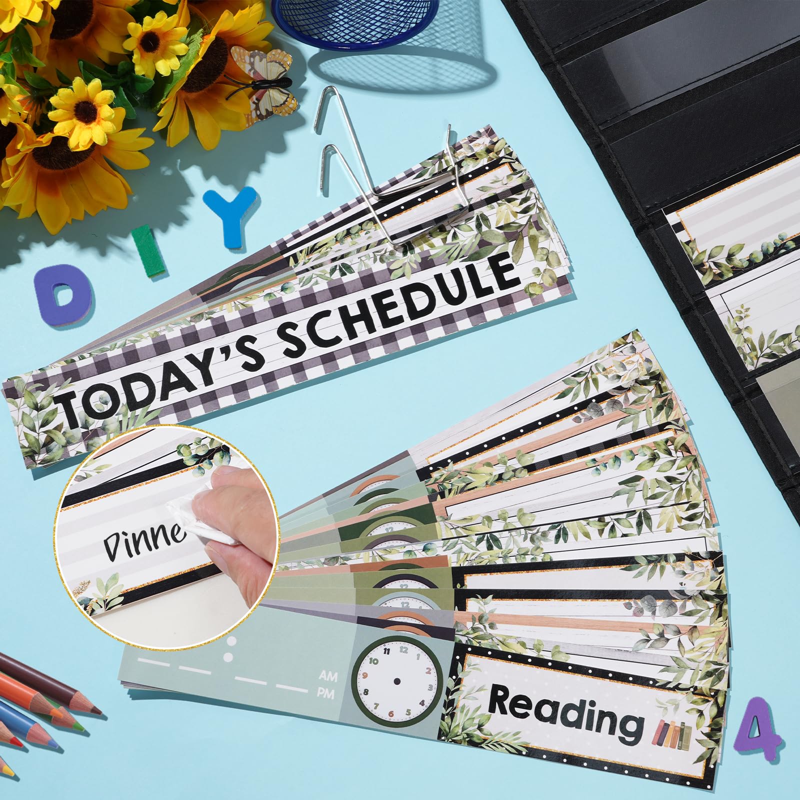 Mua Daily Schedule Pocket Chart for Classroom, 13+1 Pockets with 42 ...