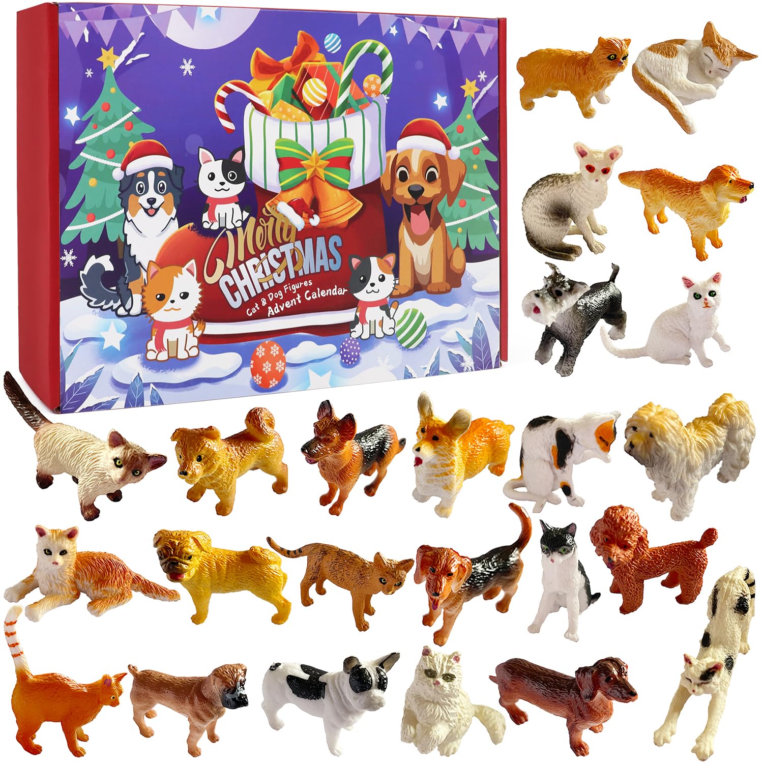 Christmas Advent Calendar 2024 Cat Dog Figures - Christmas Holiday Gift ...