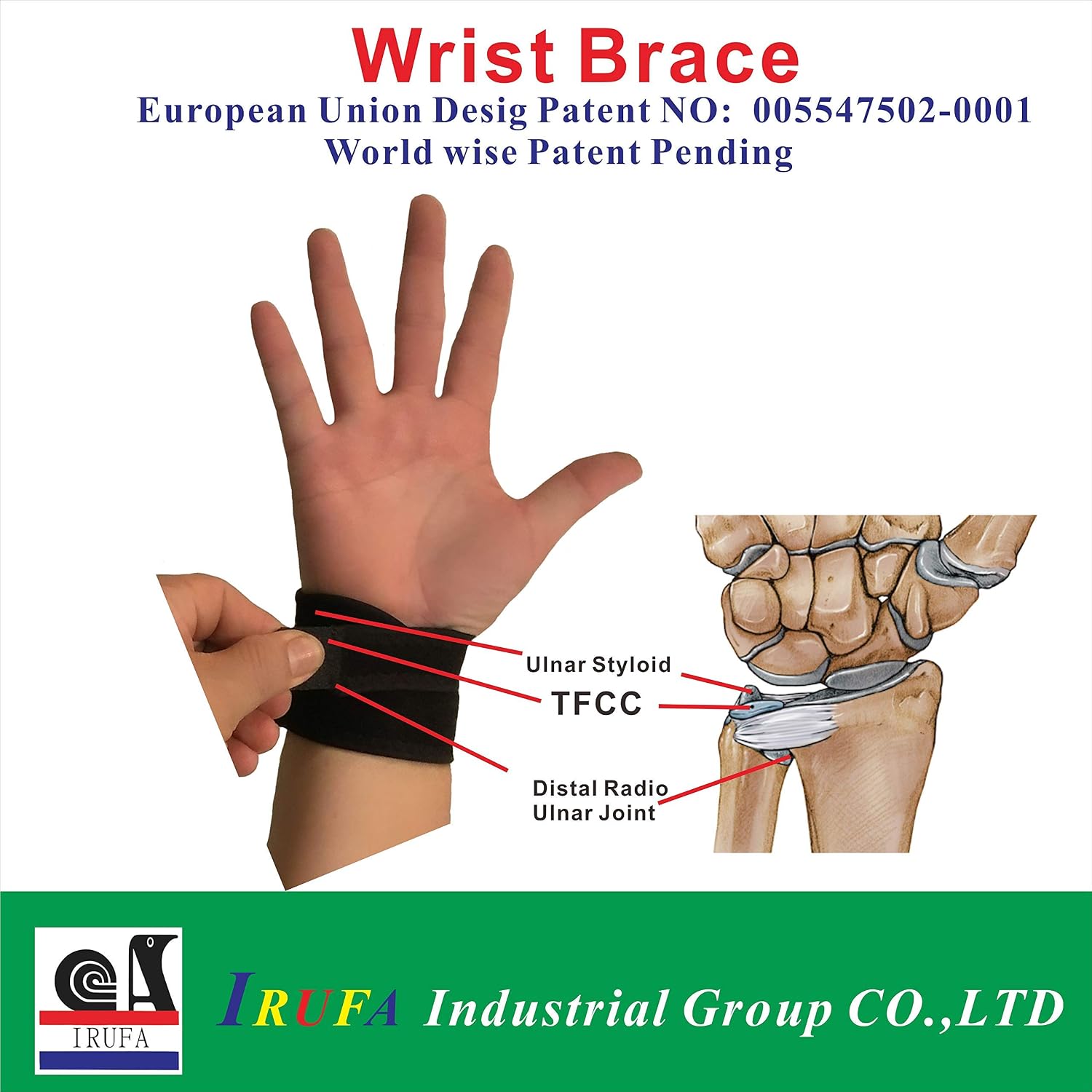 IRUFA,WR-OS-17, Breathable Neoprene Wrist Brace, for TFCC Tear ...