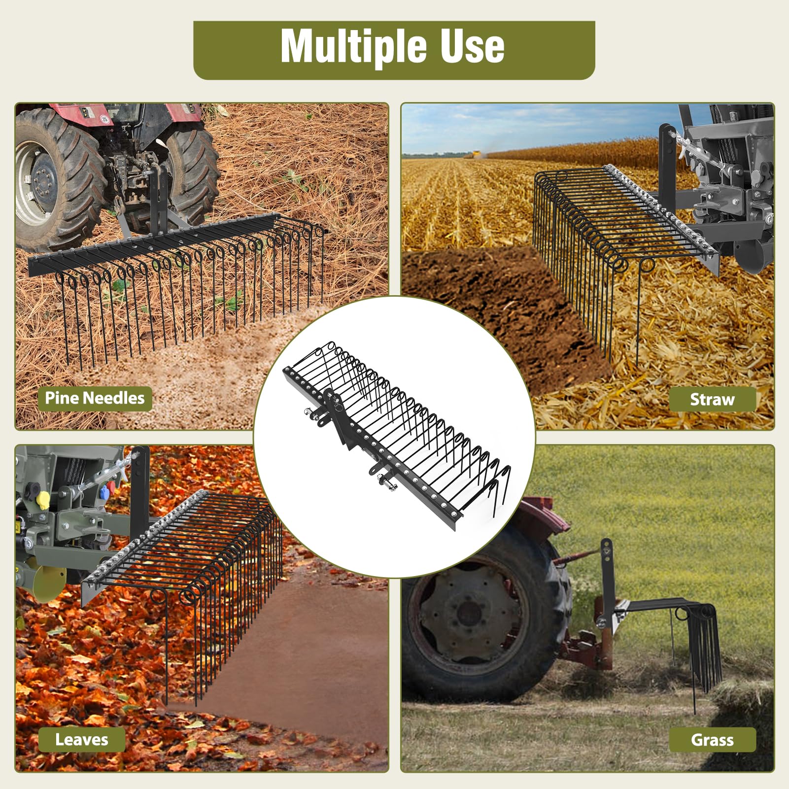 Mua GAOMON 72 Inch Pine Straw Rake, 30 Coil Spring Tines Durable Powder ...