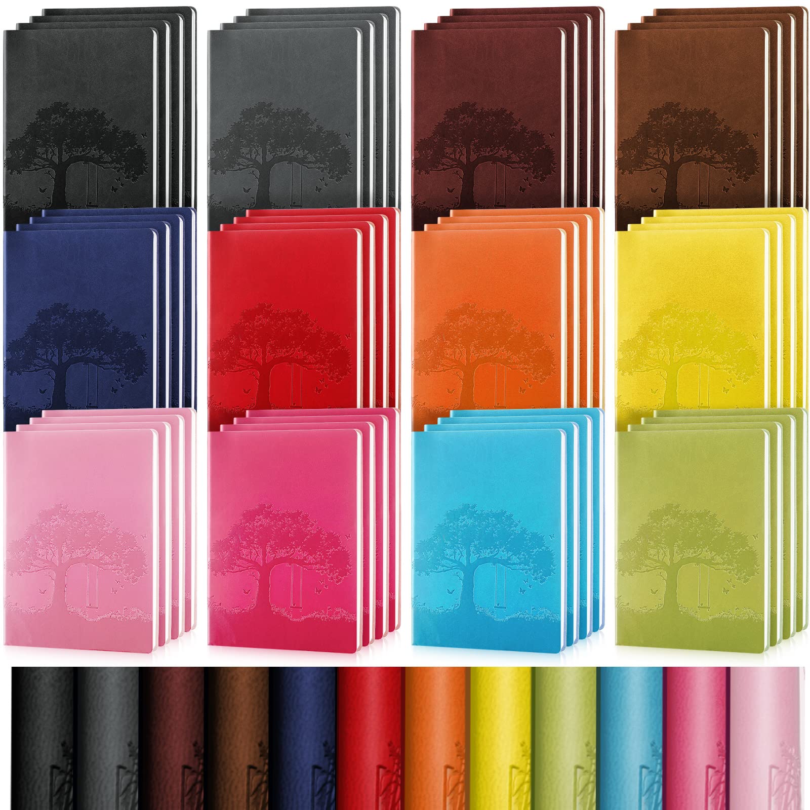 TaoBary 48 Pcs Pu Leather Journals Notebook Bulk Colorful Tree Life ...