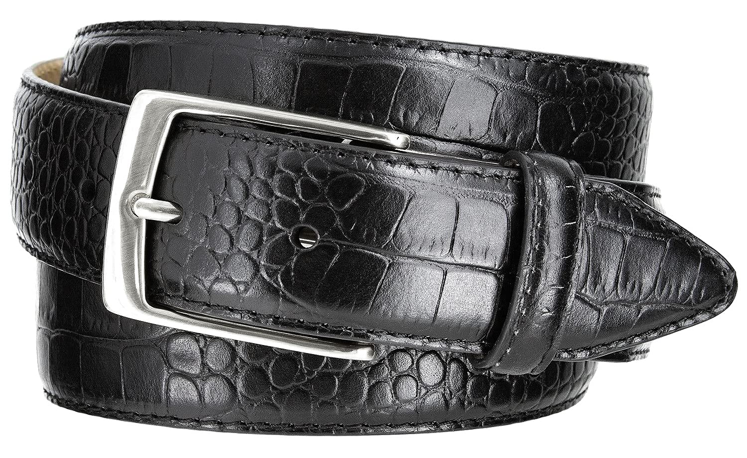 Joseph Nickel Finish Buckle Italian Leather Alligator Dress Belt 1-3/8 ...